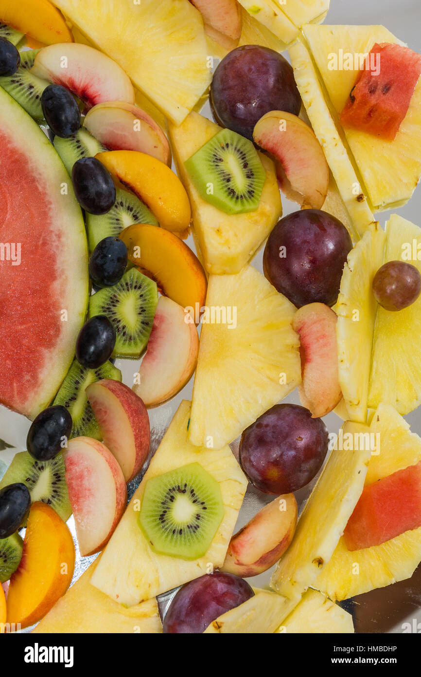 compositions of fresh fruit cut for buffets. typical summer fruits of ...