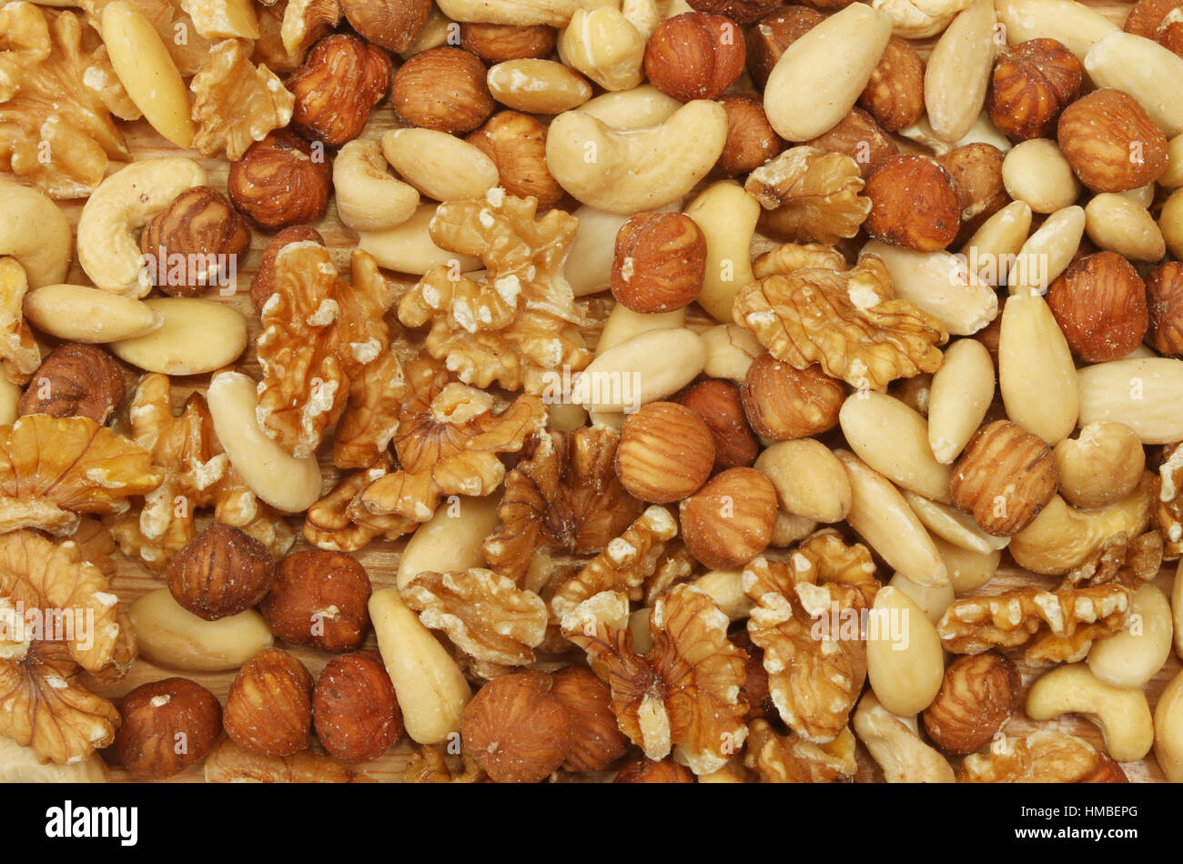 Closeup of mixed shelled nuts Stock Photo - Alamy