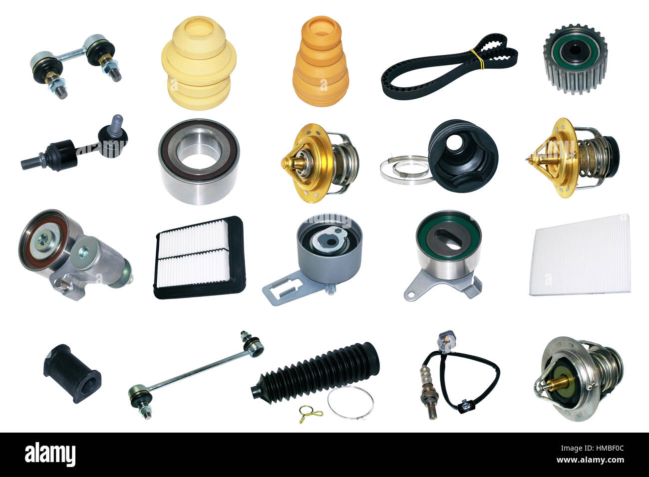 Spare parts car on the white background Stock Photo - Alamy