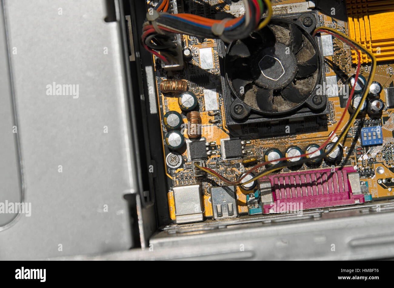 View of the chips of a old computer Stock Photo - Alamy