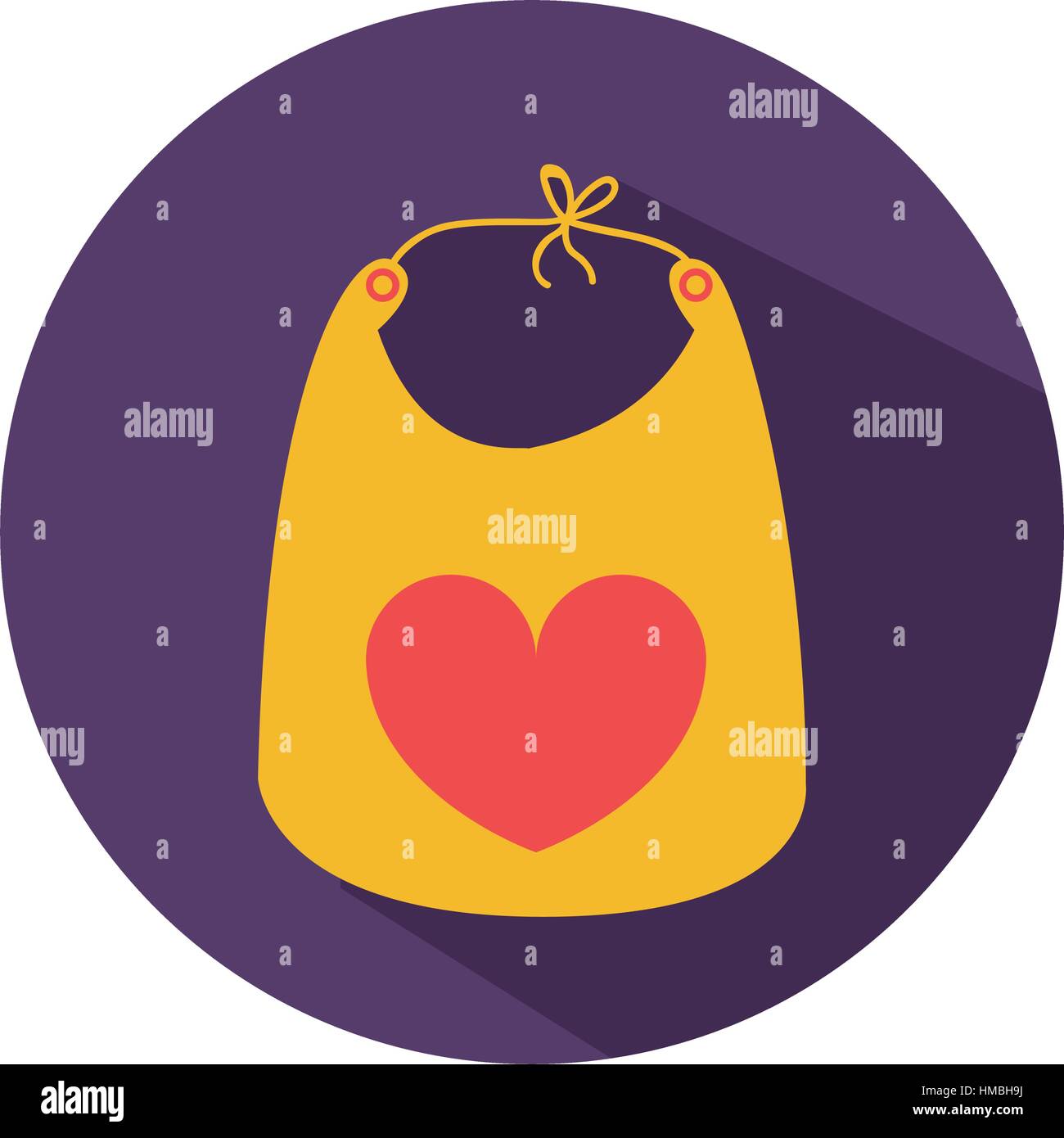color silhouette with baby bib in round frame vector illustration Stock ...