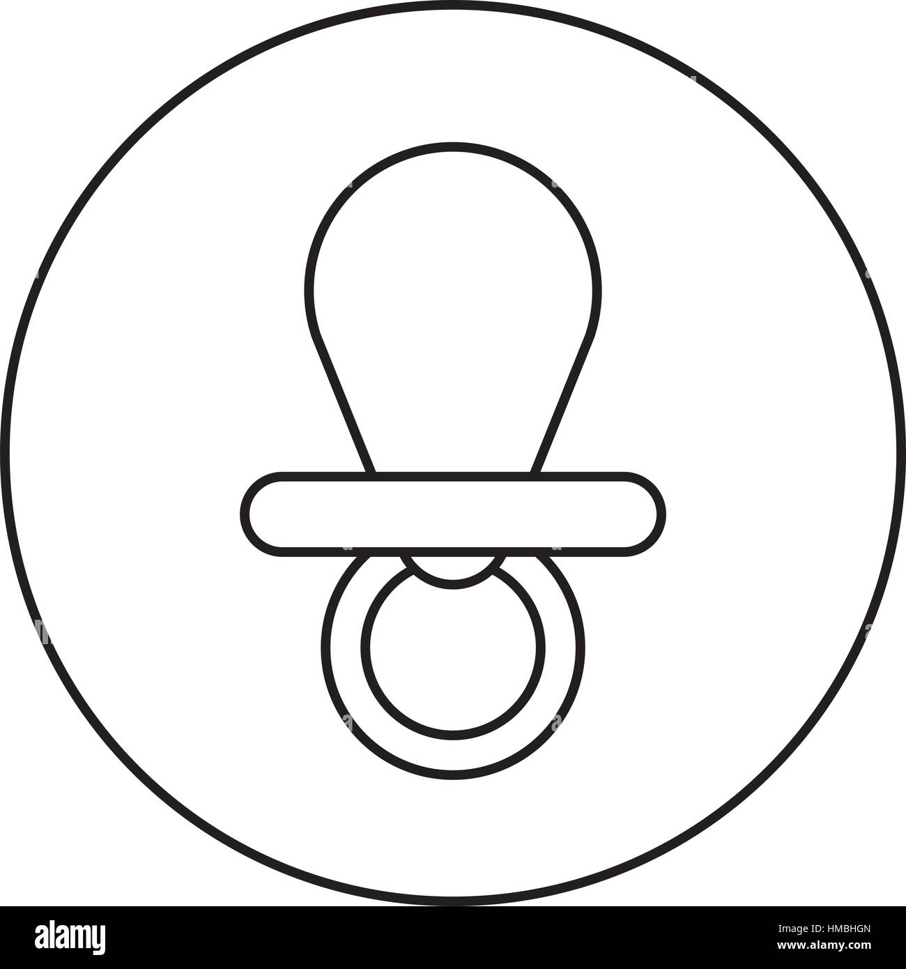 monochrome contour with baby pacifier in round frame Stock Vector Image ...