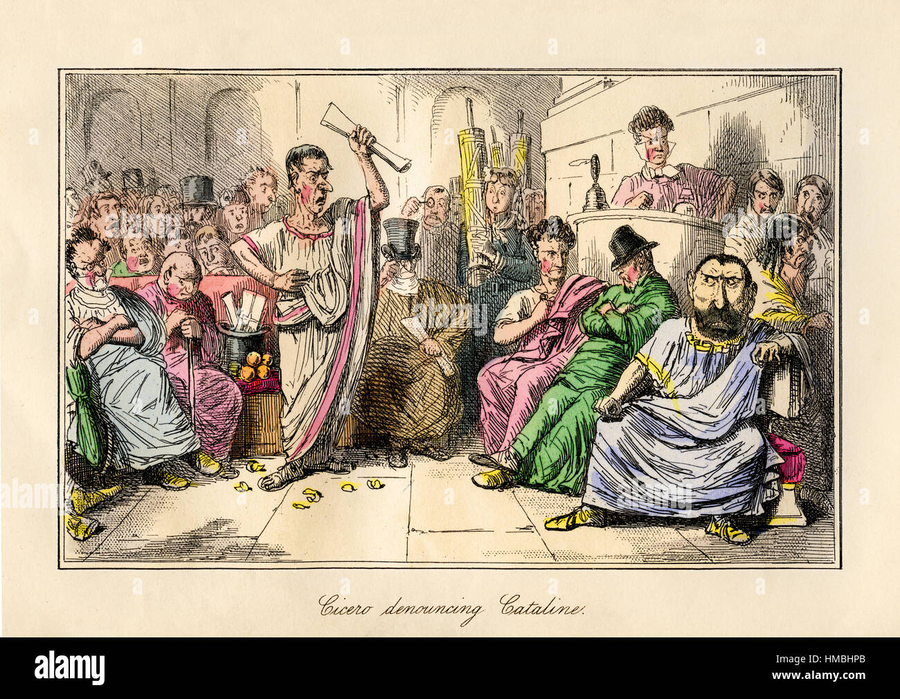Cicero denouncing Cataline. From "The Comic History of Rome" by Gilbert ...