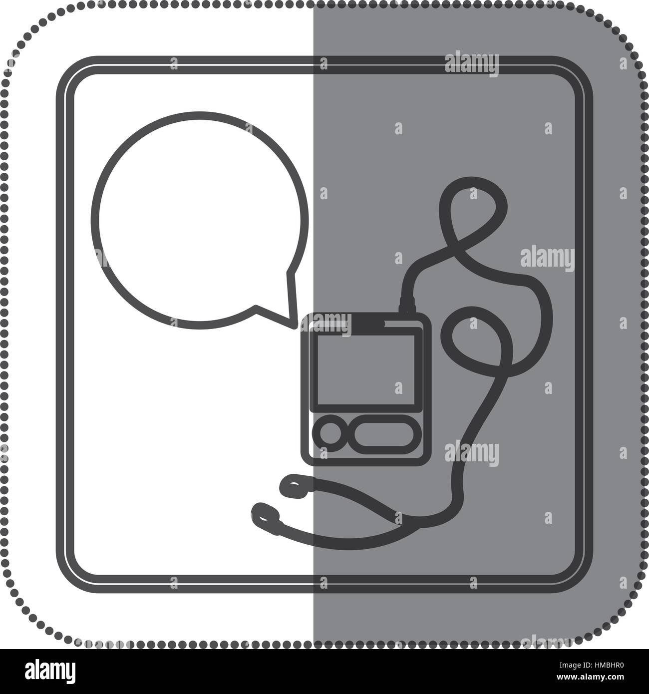 sticker silhouette square shape with tech portable music device with ...