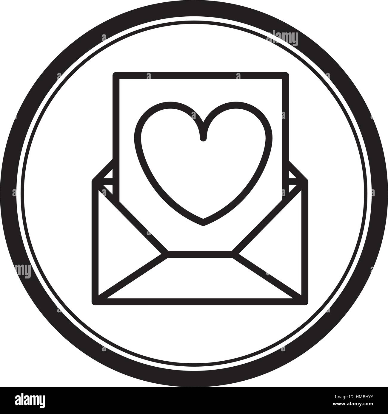 circular shape with Valentine romantic envelopes with heart draw vector ...