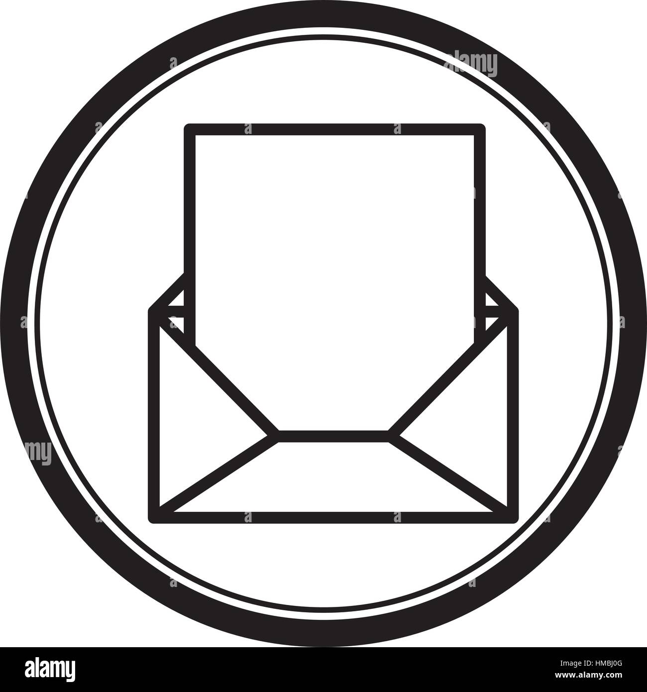 circular shape with blank paper envelopes opened with sheet vector ...