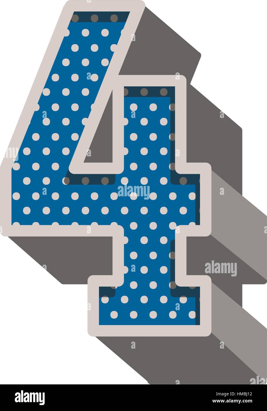 three-dimensional number four dotted in blue color vector illustration ...