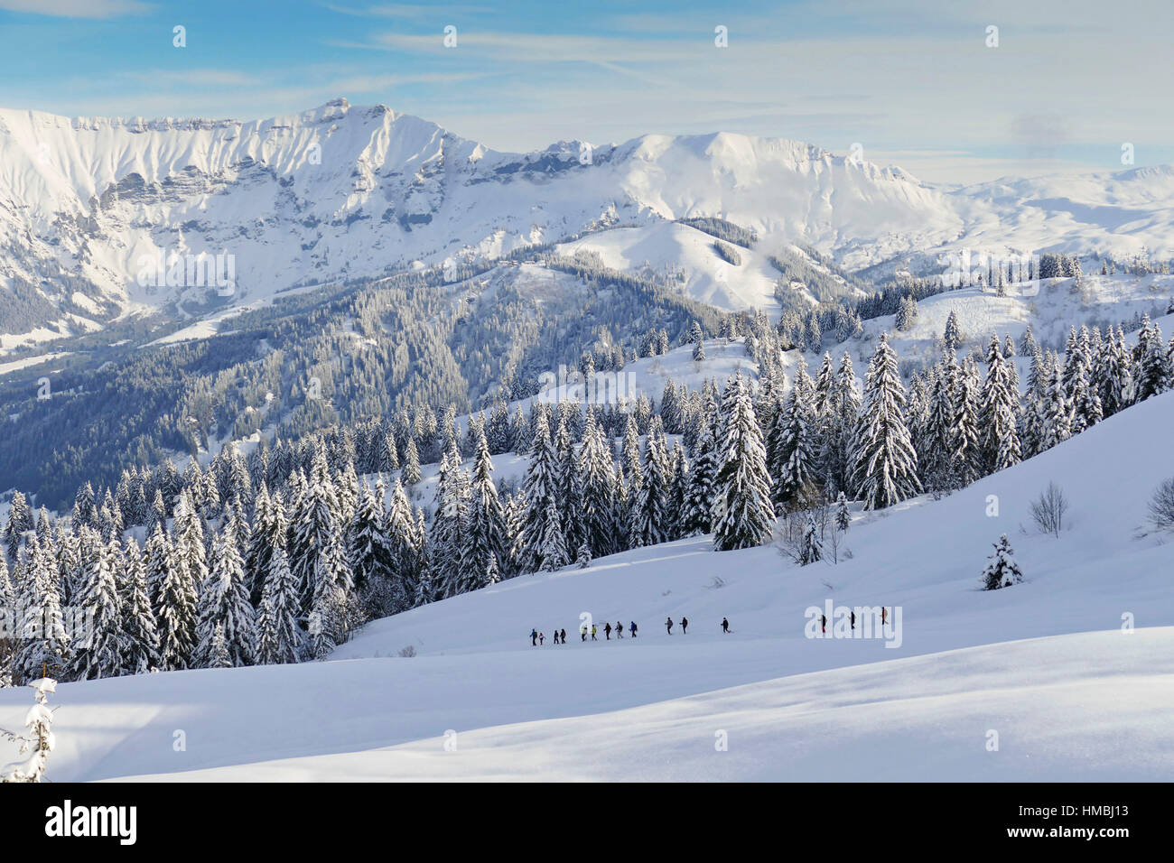 La Giettaz, small valley "Val d'Arly" (Savoy, French Alps): mountainous ...