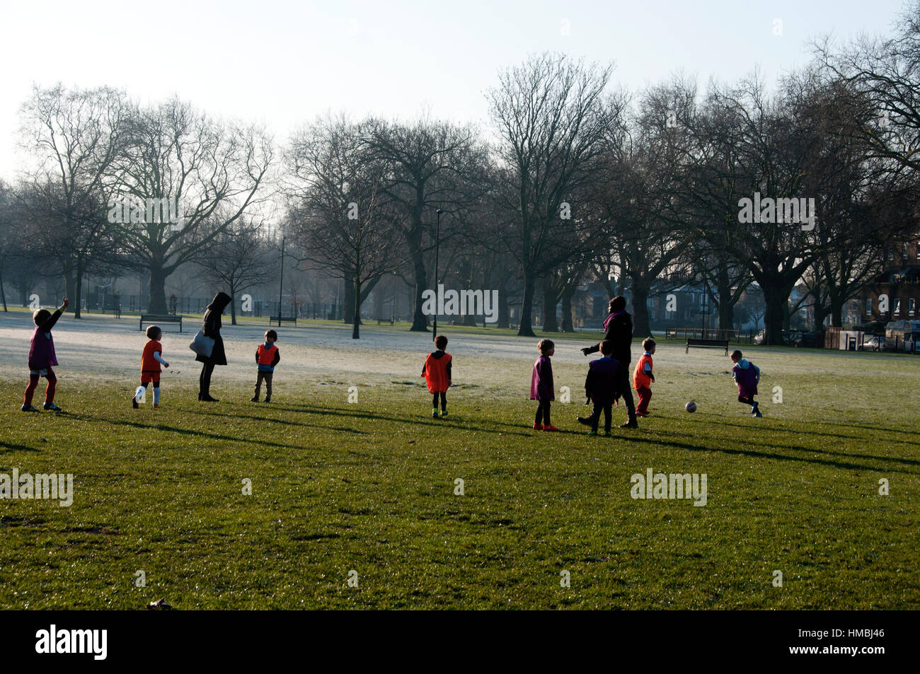 Hackney. London Fields. Saturday morning football for small children ...