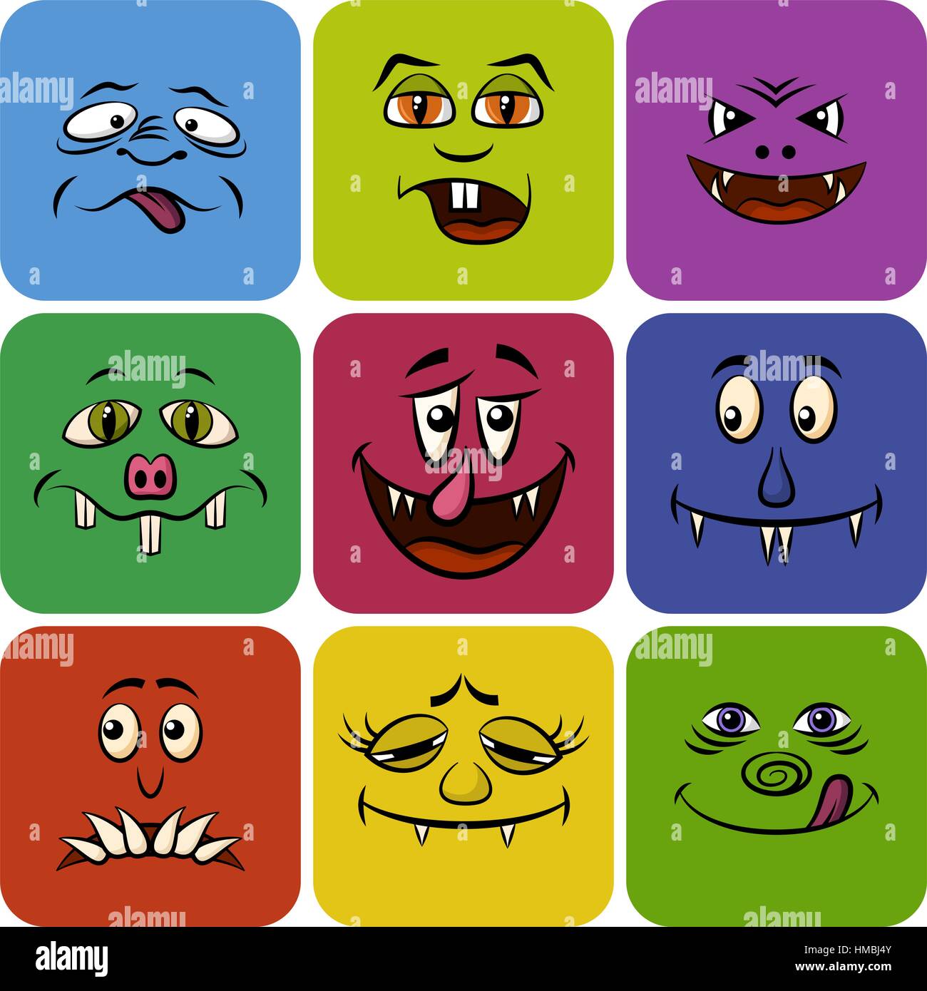 Monster Smileys, Set Stock Vector Image & Art - Alamy