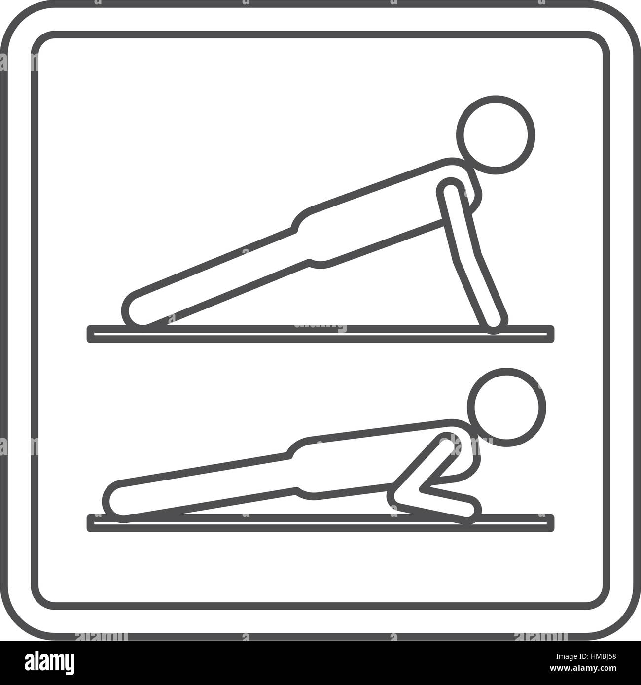 contour square shape with pictogram man in push up vector illustration ...