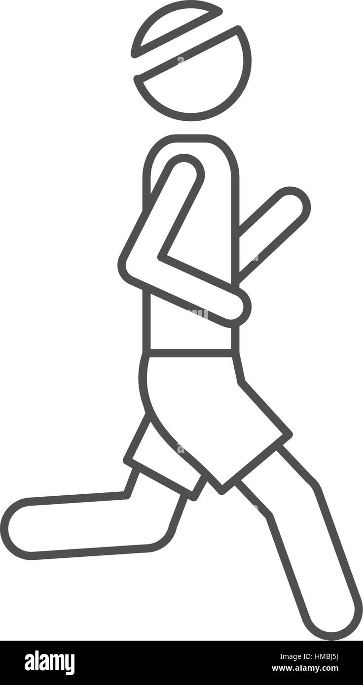 silhouette pictogram man jogging icon design vector illustration Stock ...