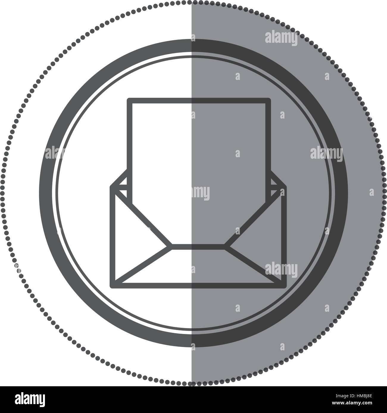 sticker circular shape with blank paper envelopes opened with sheet ...