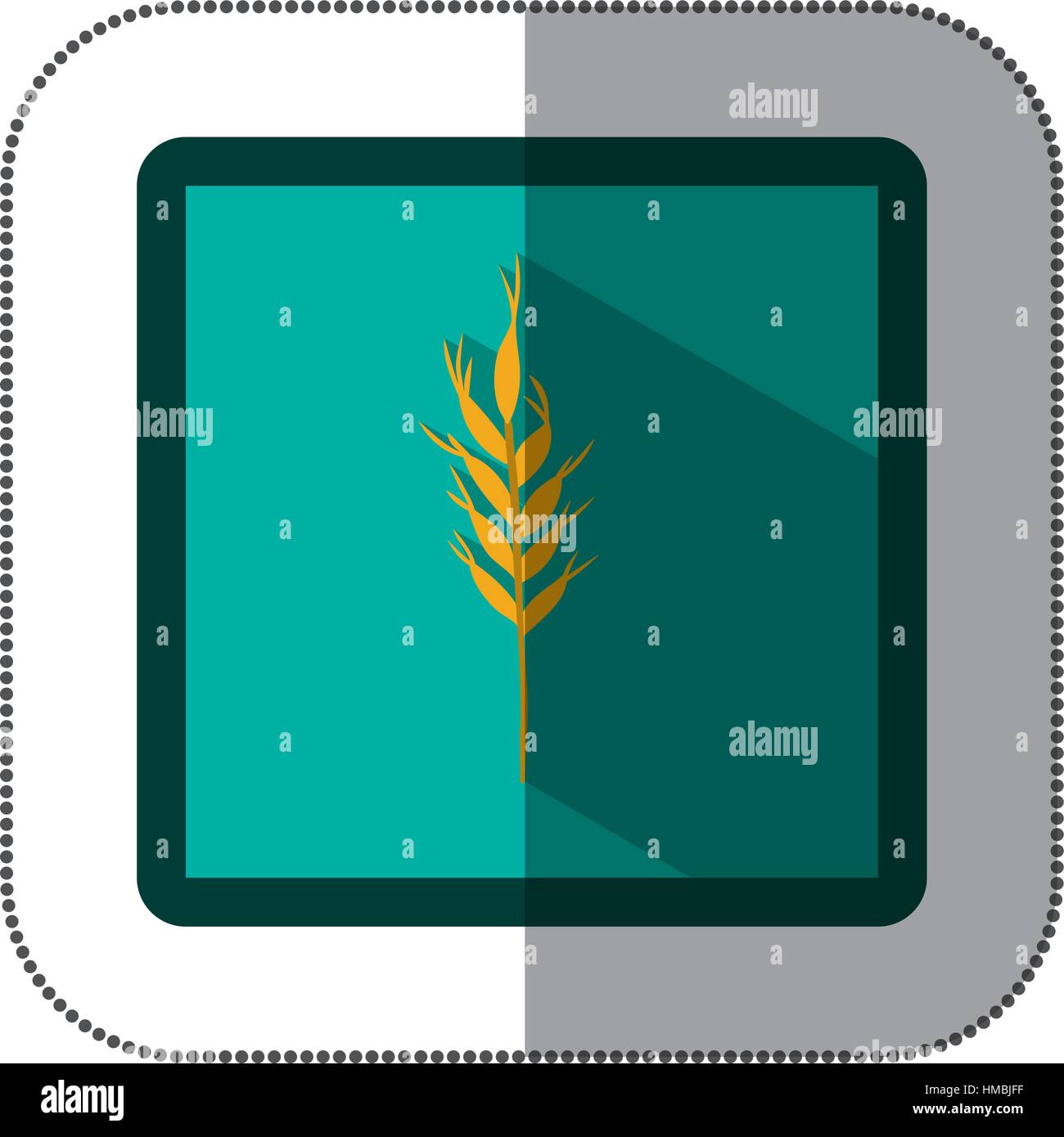 sticker colorful square with wheat branch vector illustration Stock ...