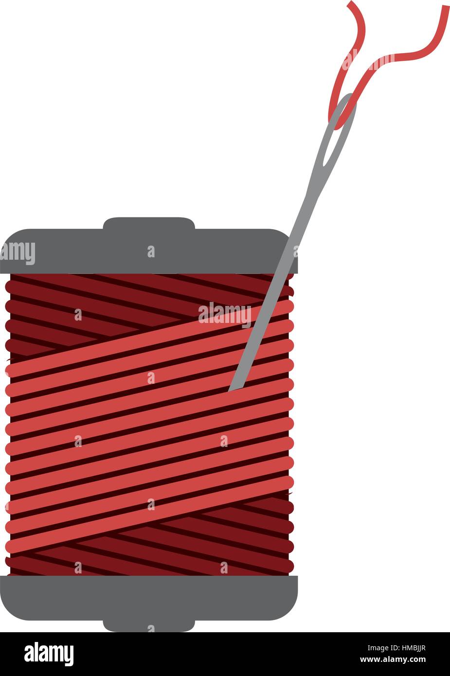 color silhouette with thread spool and sewing needle vector ...