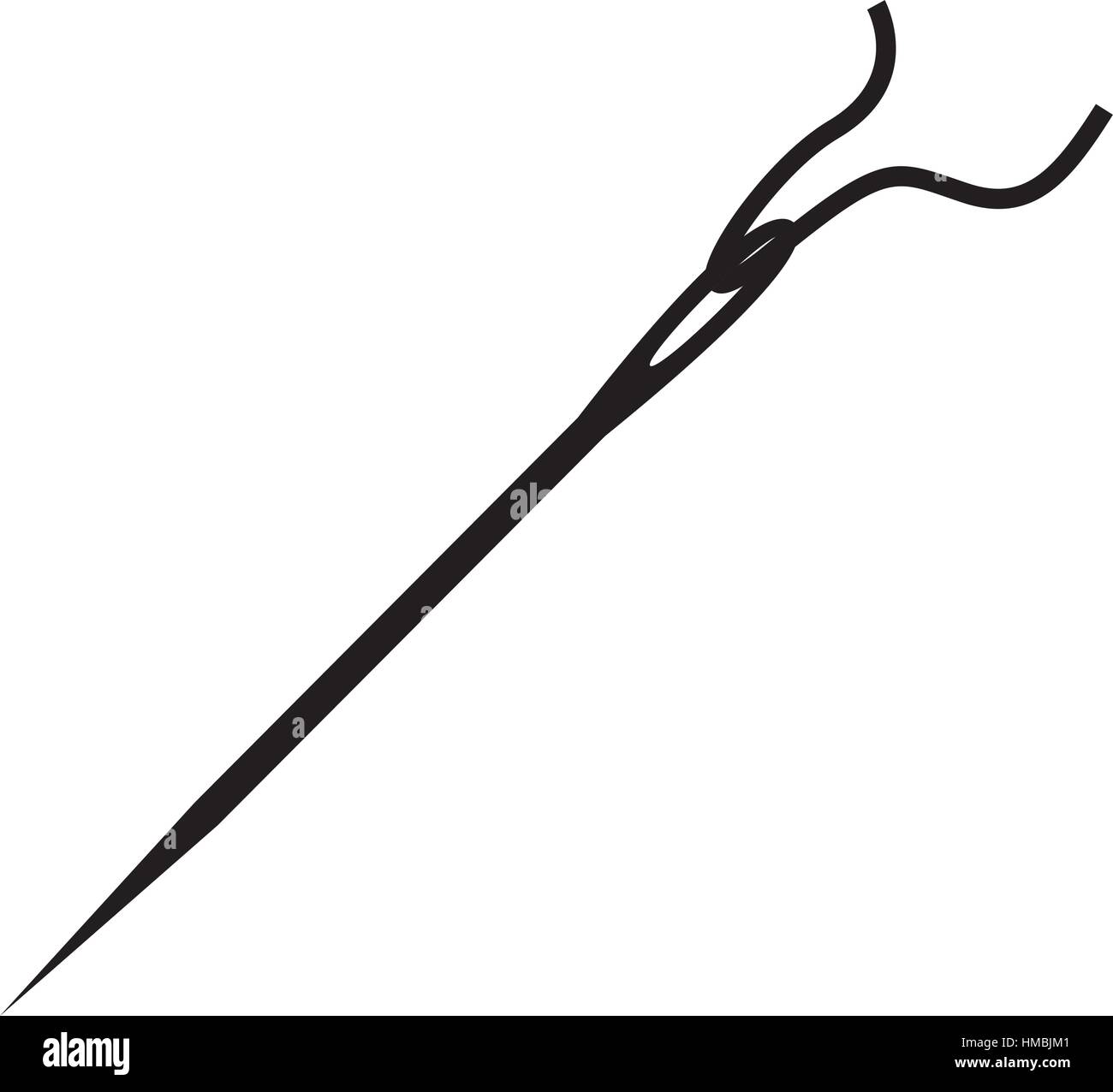 monochrome silhouette with sewing needle vector illustration Stock ...