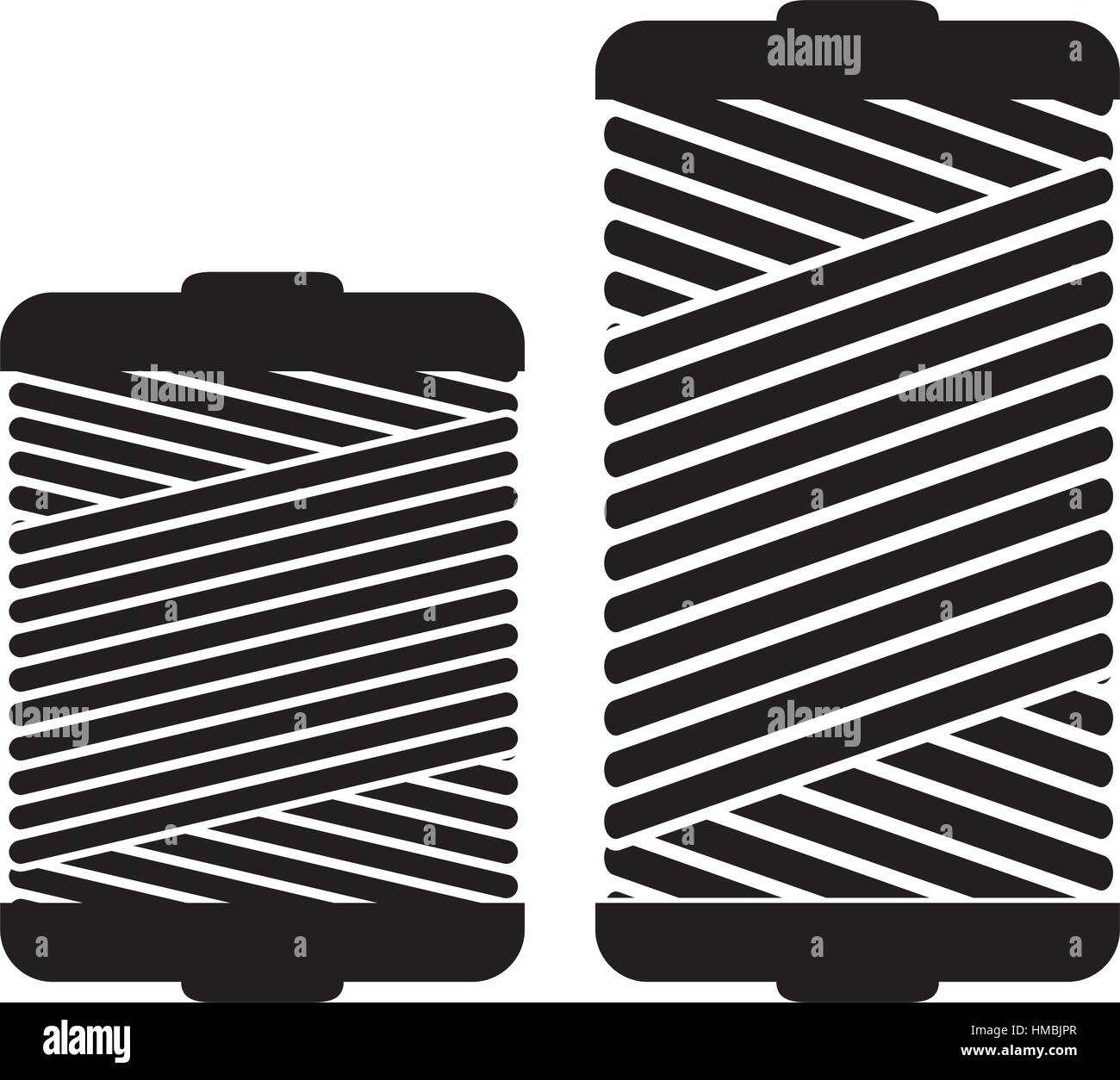 monochrome silhouette with thread spool pair vector illustration Stock ...