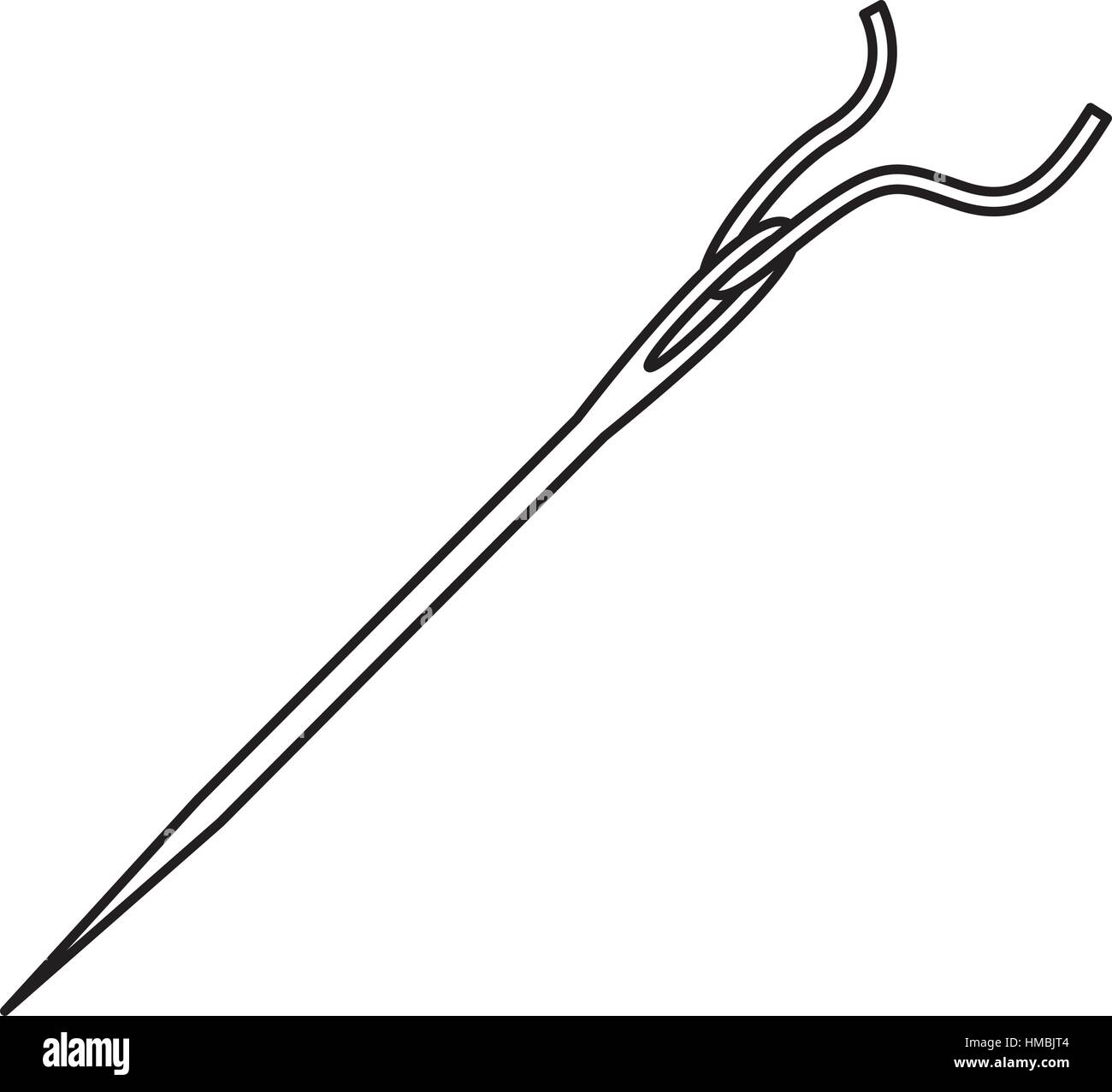 monochrome contour with sewing needle vector illustration Stock Vector ...