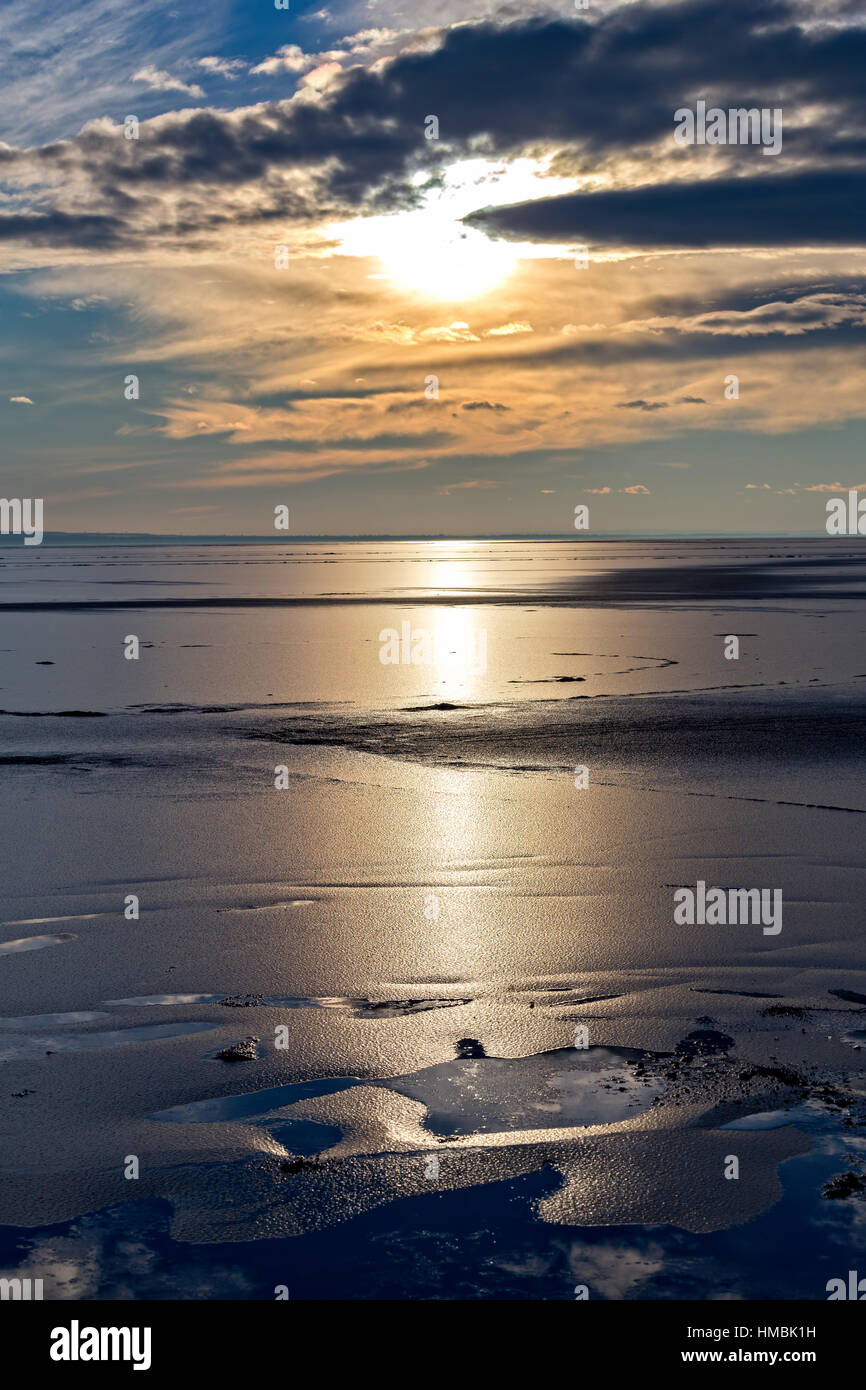 Winter sunset over the lake Balaton of Hungary Stock Photo - Alamy