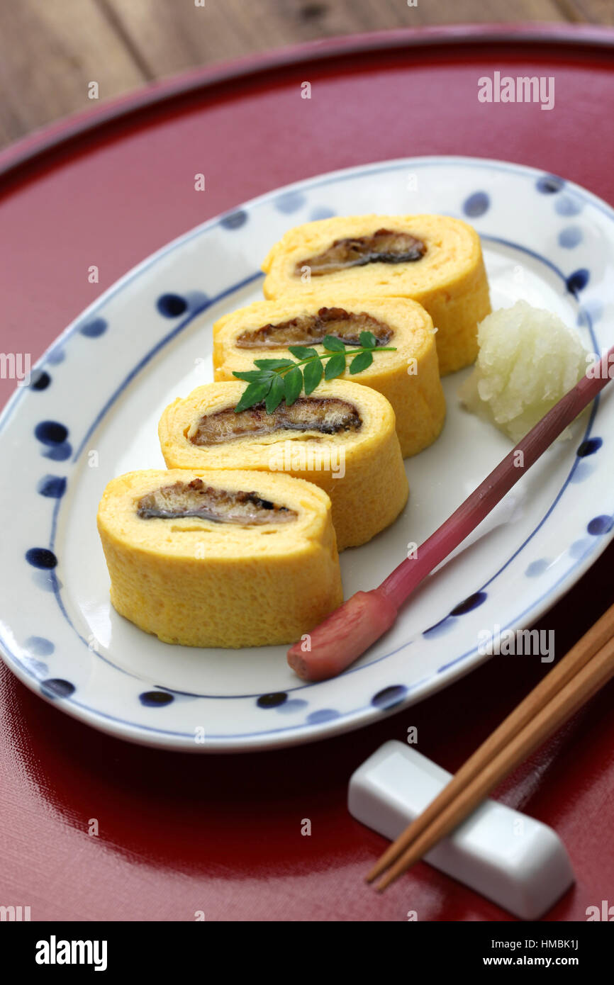 umaki, japanese eel rolled omelet, japanese cuisine Stock Photo - Alamy
