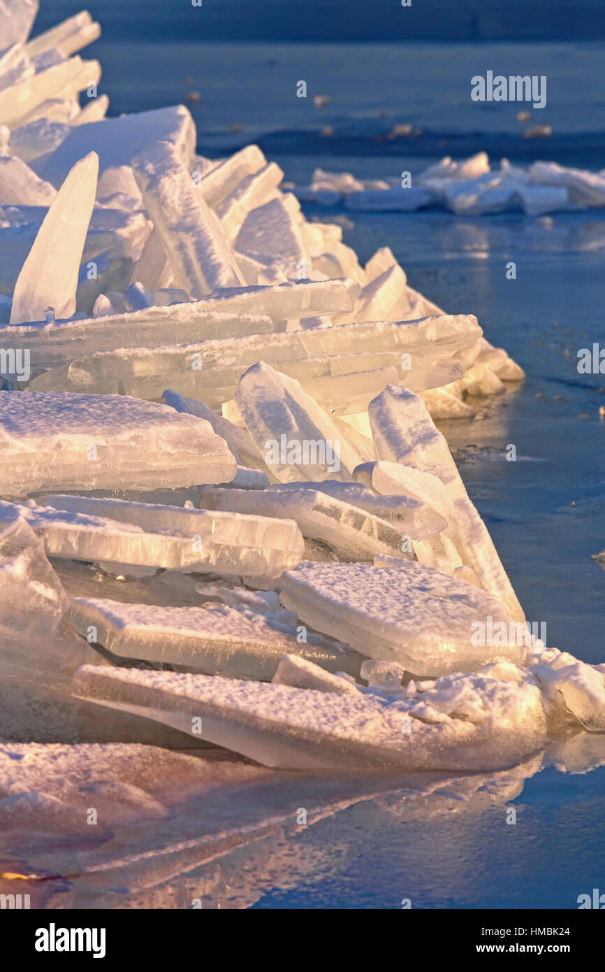 Many iceblocks on each other in Lake Balaton Stock Photo - Alamy