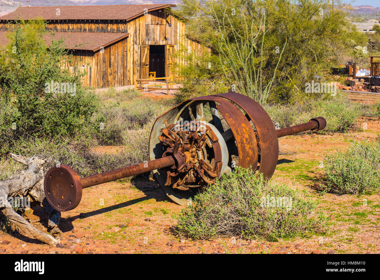 Vintage Rusted Mining Equipment Laying In Arizona Desert Stock Photo ...