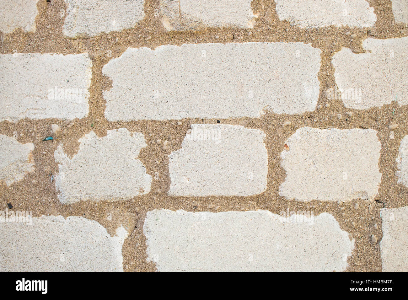 Wall of white brick, gas silicate blocks and cement Stock Photo - Alamy