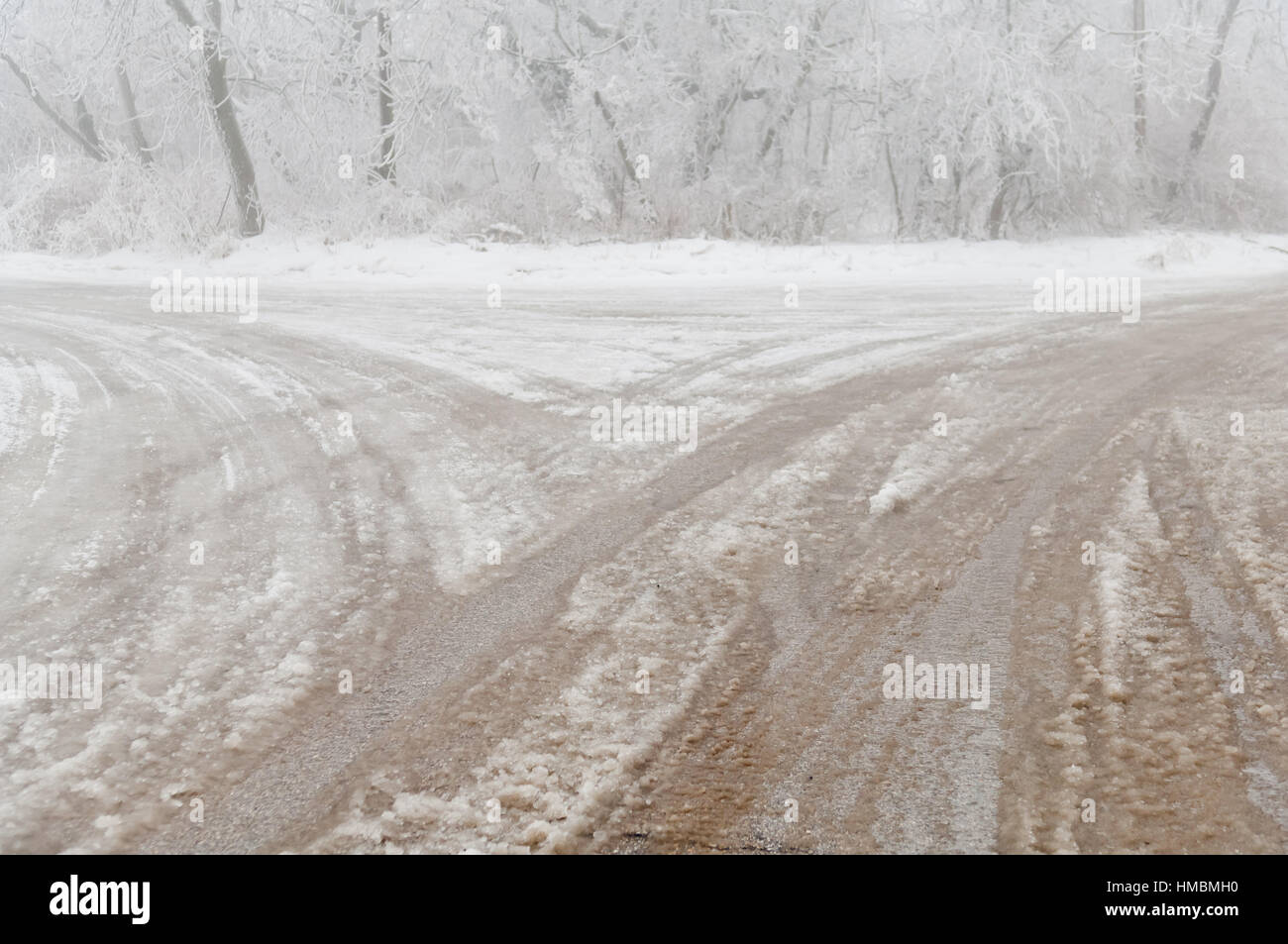 Freezing rain covered the road Stock Photo - Alamy