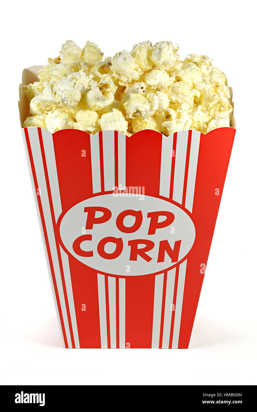 popcorn in a cardboard container isolated on white background Stock ...