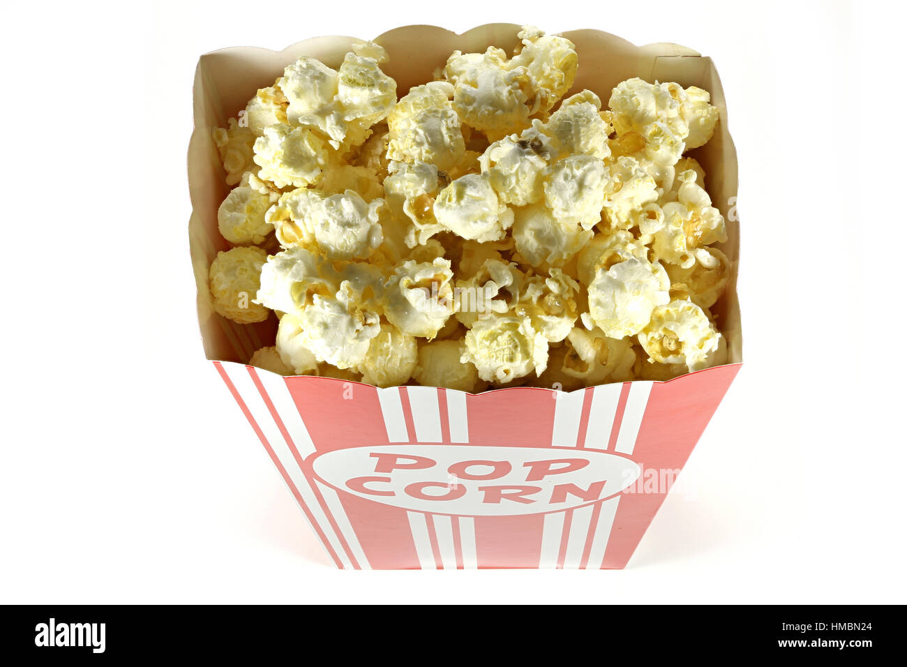 popcorn in a cardboard container isolated on white background Stock ...