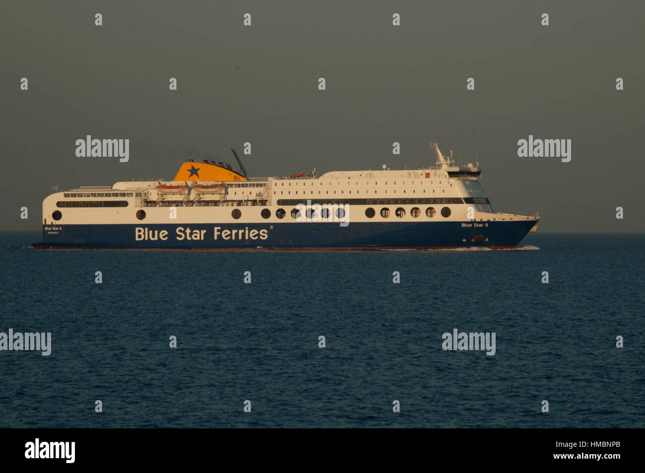 Passenger ship from Blue Star Ferries at Piraeus Athens harbour. Greece ...