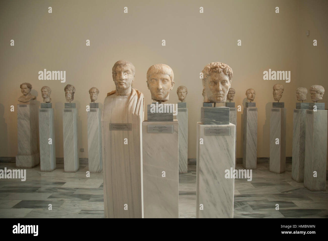 Busts in the National Archaeological Museum of Athens. Greece Stock ...