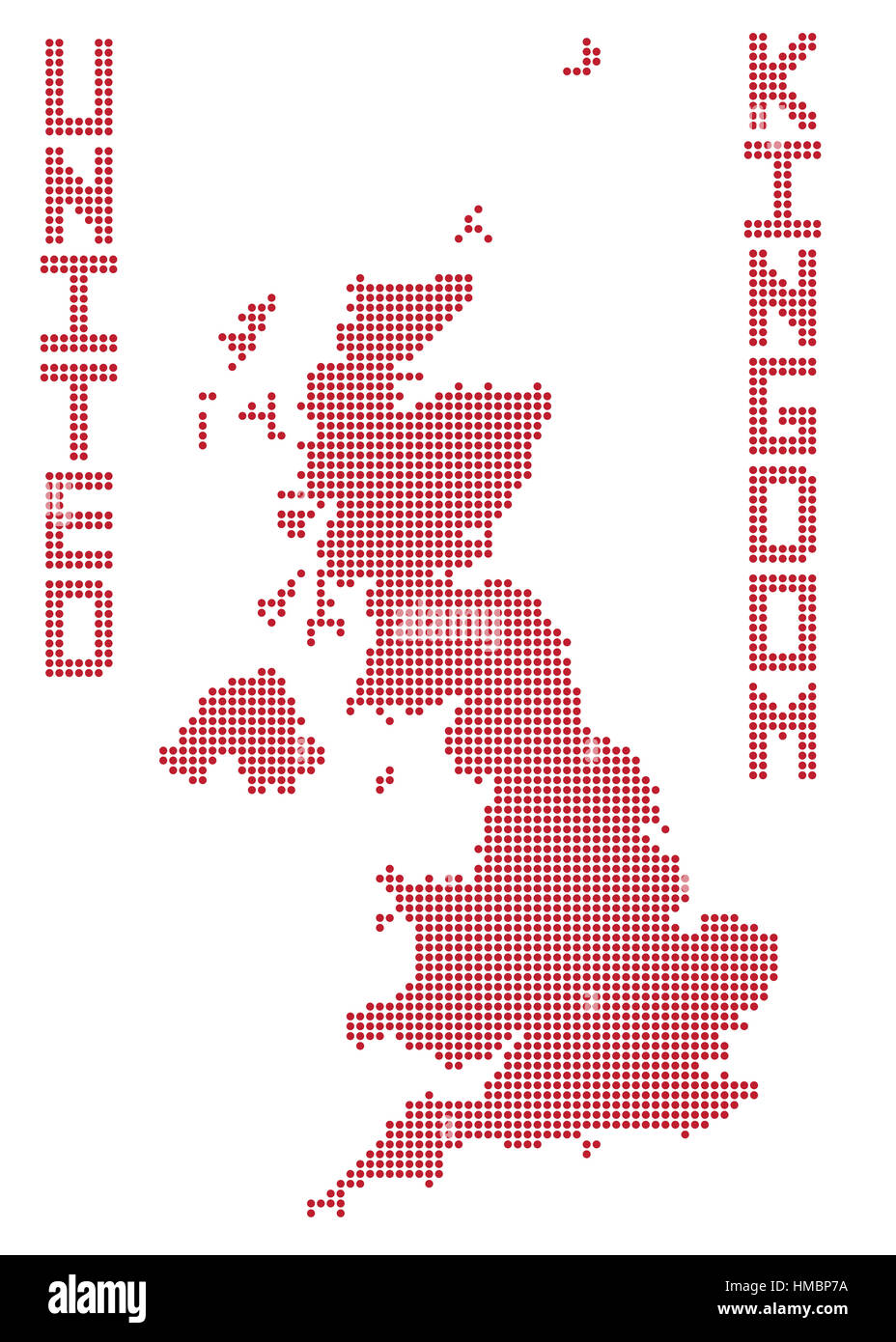 A dot map of the UK in red isolated on a white background Stock Photo ...