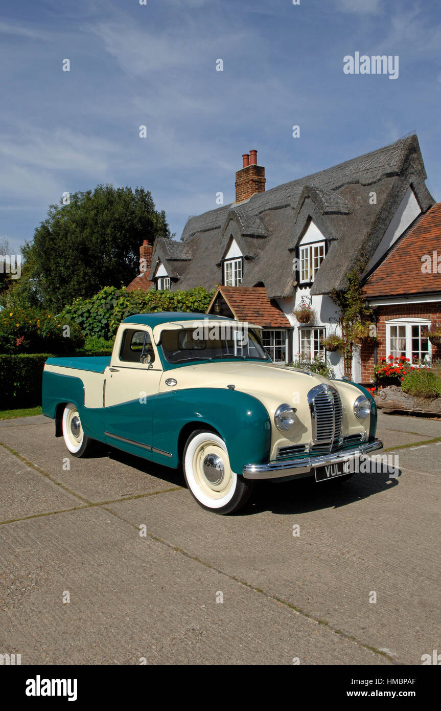 Austin A70 Pickup Truck at Pub Stock Photo - Alamy