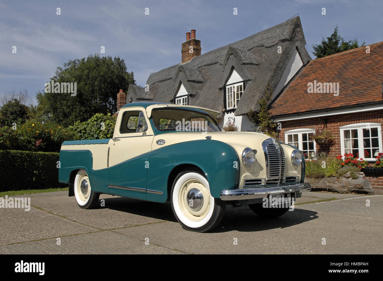 Austin A70 Pickup Truck at Pub Stock Photo - Alamy