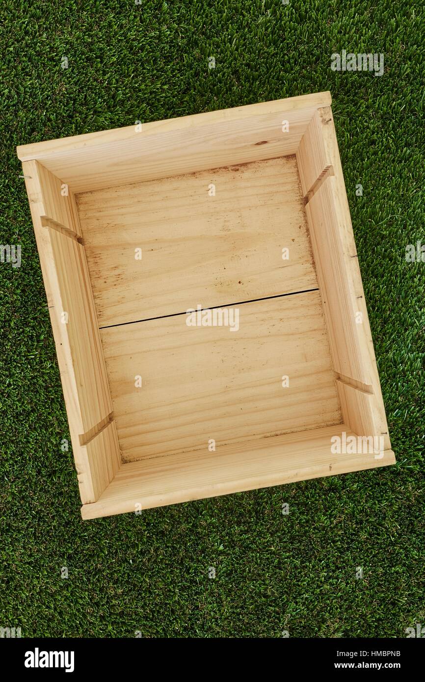 A studio photo of an empty pine box Stock Photo - Alamy
