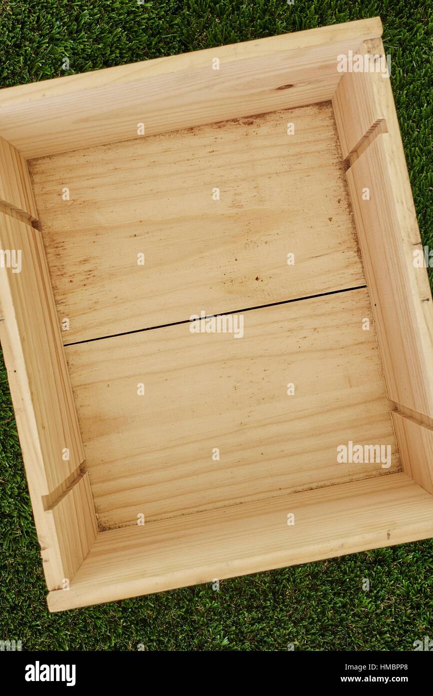A studio photo of an empty pine box Stock Photo - Alamy