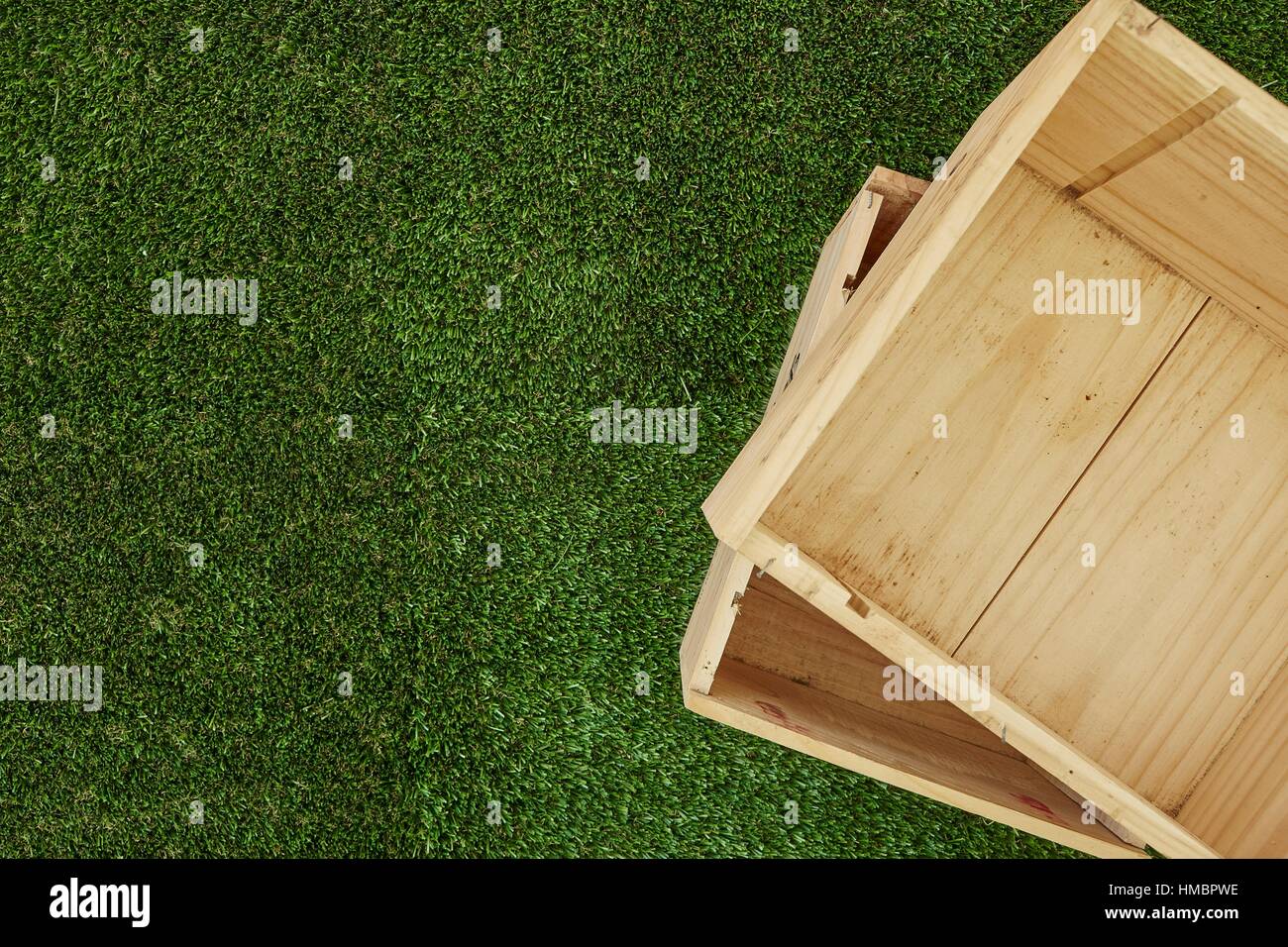 A studio photo of an empty pine box Stock Photo - Alamy