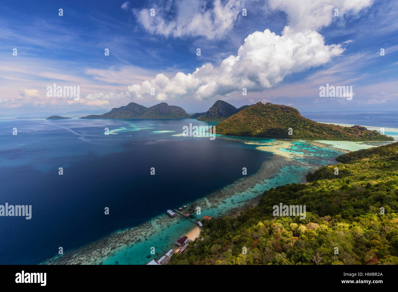 Ocean & Mountains in Sampoerna Island, Malaysia Stock Photo - Alamy
