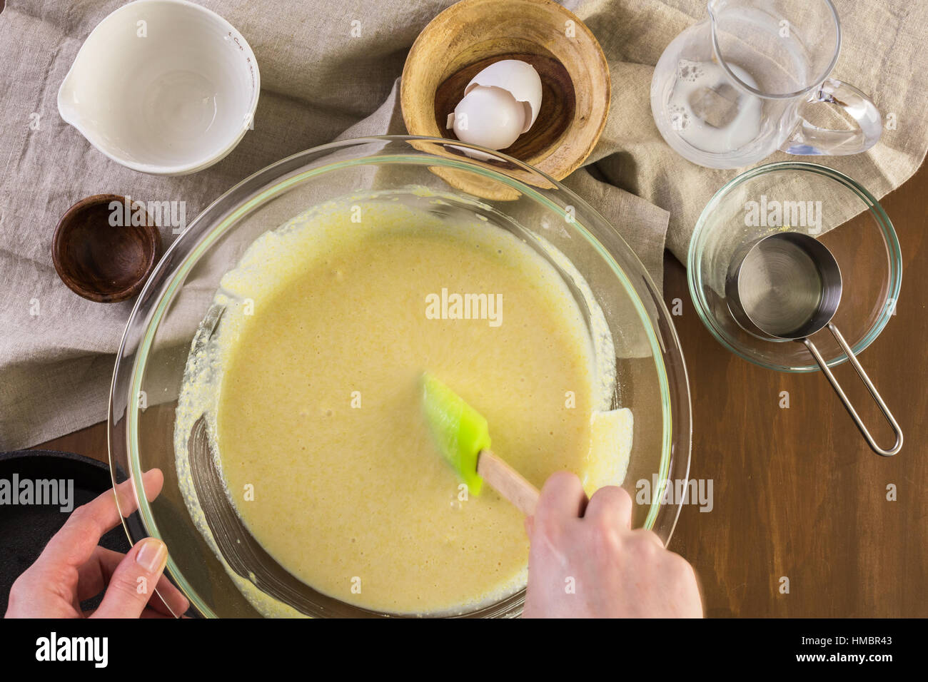 Step by step. Prepating traditional sweet cornbread from organic ...