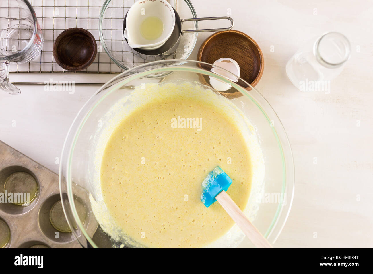 Step by step. Prepating traditional sweet cornbread from organic ...