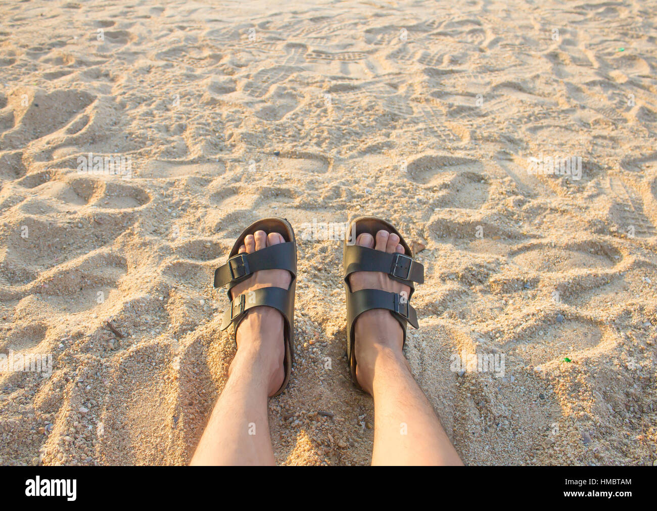 Summer and beach concept - human feet on the beach Stock Photo - Alamy