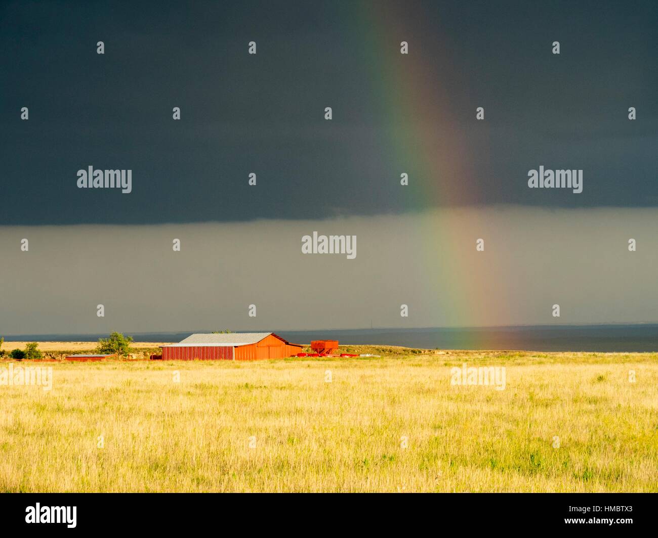Rainbow Over Farm Stock Photo - Alamy