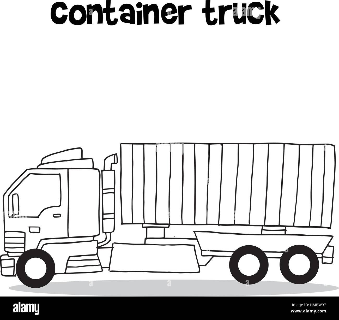 Hand draw of container truck Stock Vector Image & Art - Alamy
