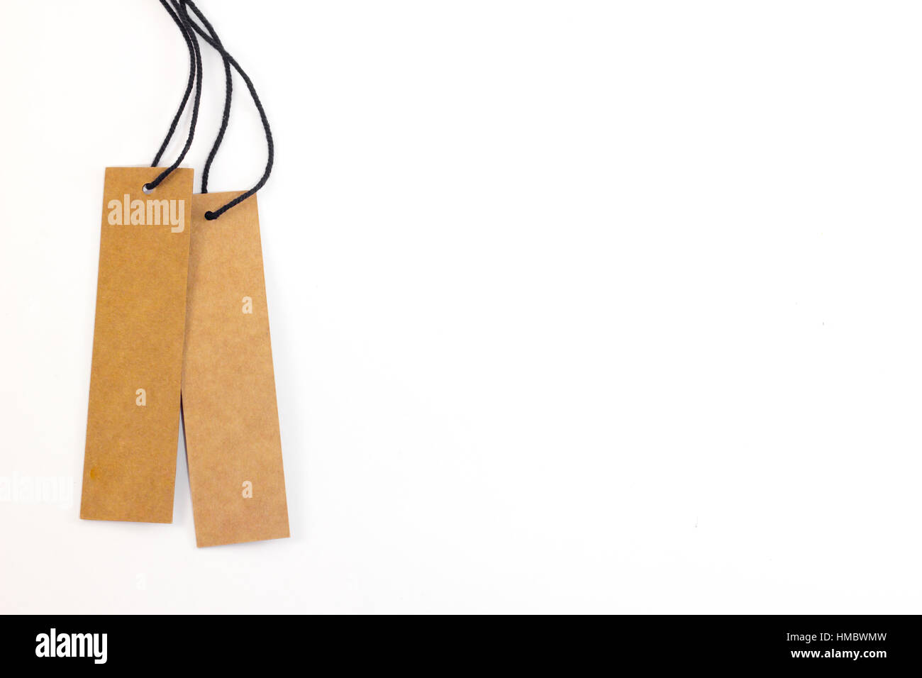 Brown blank paper price tag isolate on white background Stock Photo - Alamy