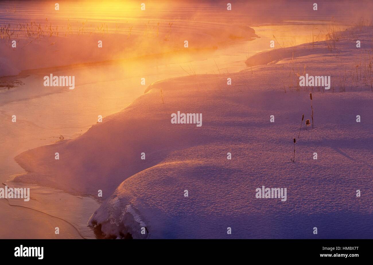 Robinson Creek in mid winter at dawn, Greater Sudbury, Ontario, Canada ...