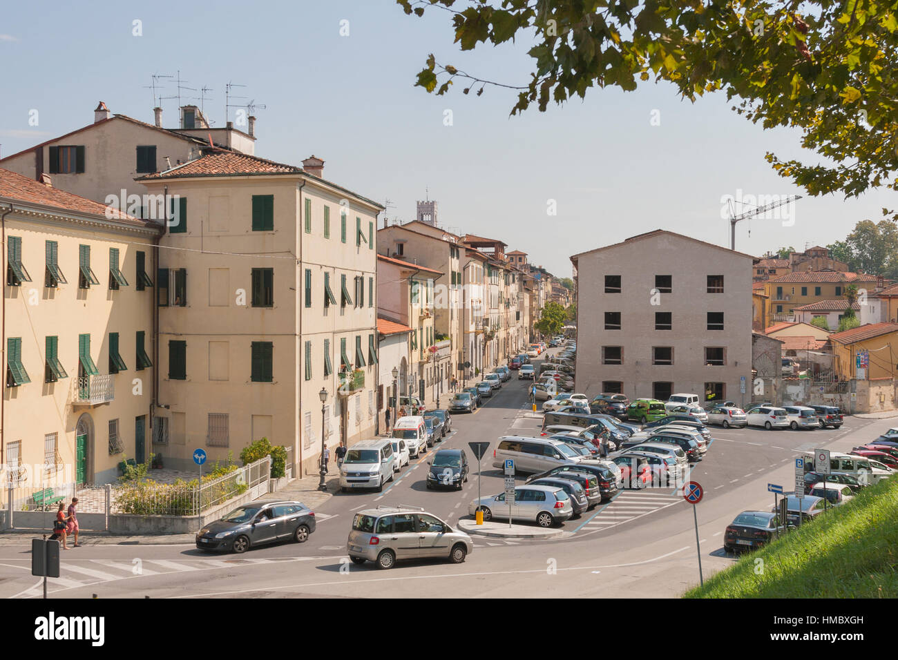LUCCA, ITALY - SEPTEMBER 06, 2014: Unrecognizable pedestrians walk ...