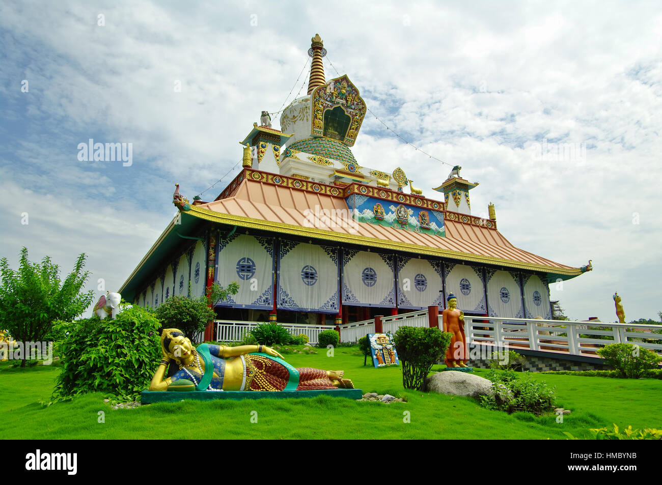 Buddhist temples in Lumbini, with statues illustrating the life of ...