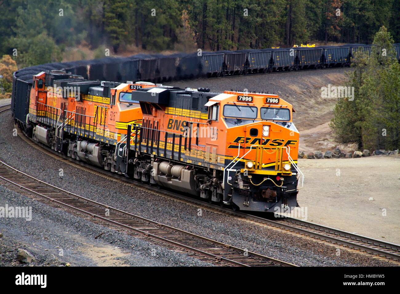 BNSF coal train at Scribner Siding, Marshall, Washington, USA Stock Photo - Alamy