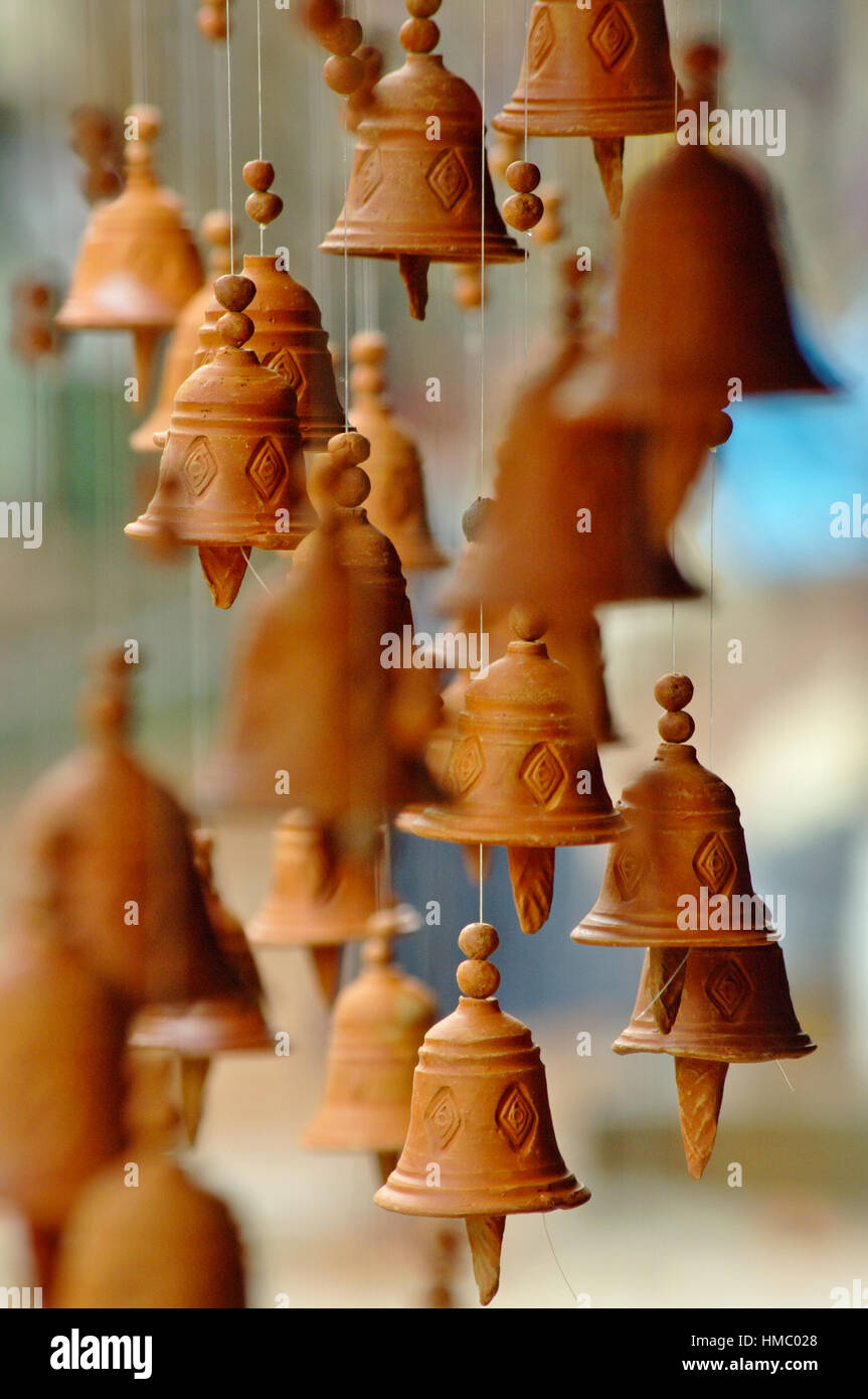 Clay little bell chimes in a Nepal bazaar Stock Photo - Alamy